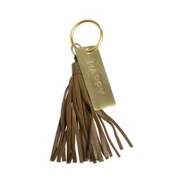 Chic Antique Schl&uuml;sselanh&auml;nger aus Leder mit Spruch Happy, schwarz skandinavische Deko Online Shop