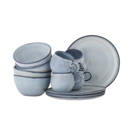 Bloomingville Sandrine Fr&uuml;hst&uuml;ck Set, Geschirr-Set 12 teilig, blau skandinavische Deko Online Shop
