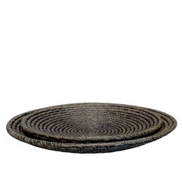 Chic Antique Tablett geflochten 2er Set H6/&Oslash;44 cm, antik schwarz skandinavische Deko Online Shop