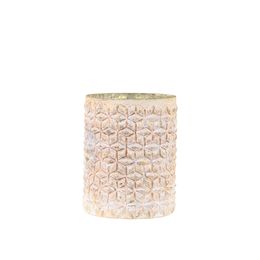 Chic Antique Hurricane Windlicht Gold mit Muster &Oslash;12 x H16,5 cm, antik creme