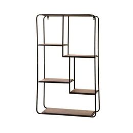 Chic Antique Franz&ouml;sisches Metall Regal mit Holzablagen H86/L52/B20 cm, antik kohle skandinavische Deko Online Shop