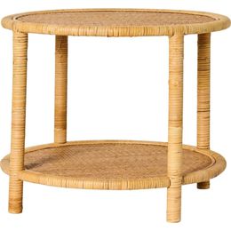 IB Laursen Beistelltisch mit geflochtenen Tischplatten aus Rattan H&ouml;he 49, &Oslash; 59.5 cm