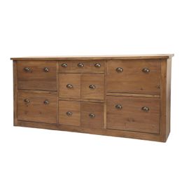 Chic Antique Schuhschrank Kommode mit Schubladen H90 x L190 x B40 cm, natur skandinavische Deko Online Shop