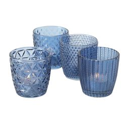 Boltze Windlicht Marilu 4er Set &Oslash; 7,5 cm, H&ouml;he 7,5 cm, blau