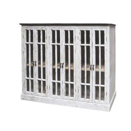 Chic Antique Vitrine mit 6 T&uuml;ren und schwarzem Top H100/B35/L123 cm skandinavische Deko Online Shop