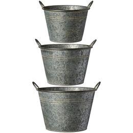 IB Laursen Pflanzt&ouml;pfe im 3er Set konisch mit Griffen Urban Garden &Oslash; 30 - 39 cm