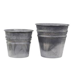 Chic Antique Zink &Uuml;bertopf mit Perlenkante 2er 9-10 cm