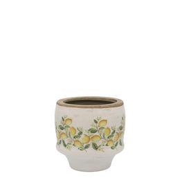 Chic Antique &Uuml;bertopf Limone Blossom &ndash; Vintage Keramik mit Zitronen & Blumen 12,5 cm, &Oslash; 13 cm