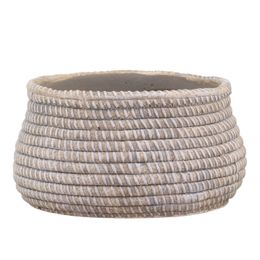 Chic Antique &Eacute;vron &Uuml;bertopf mit Geflecht Muster H8/&Oslash;15,5 cm, antik natur