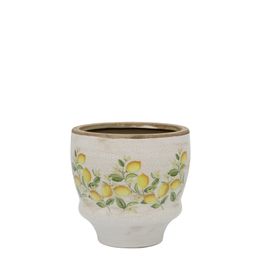 Chic Antique &Uuml;bertopf Limone Blossom &ndash; Vintage Keramik mit Zitronen & Blumen 14,5 cm, &Oslash; 15 cm