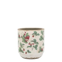 Chic Antique Fraises &Uuml;bertopf &ndash; Keramik-Pflanztopf mit Erdbeer-Dekor 13 cm, &Oslash; 13 cm