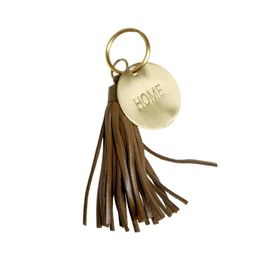 Chic Antique Schl&uuml;sselanh&auml;nger aus Leder mit Spruch Home, cognac skandinavische Deko Online Shop