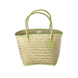 Rice Basttasche gro&szlig; mit Ledergriffen 43 x 16 x 43 cm, gr&uuml;n skandinavische Deko Online Shop