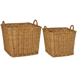 IB Laursen Korbsatz aus Vollweide, viereckig (2er-Set) 60x60x58cm, 48x48x51cm skandinavische Deko Online Shop