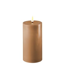 Deluxe Homeart LED Stumpenkerze Real Flame karamell &Oslash;7,5 x H15cm, karamell skandinavische Deko Online Shop