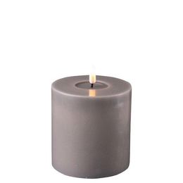 Deluxe Homeart LED Stumpenkerze Real Flame grau 10 cm, &Oslash; 10 cm skandinavische Deko Online Shop