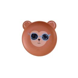 Rice Melamin Kinderteller mit Tiermotiv Matt &Oslash; 19,5 cm, H&ouml;he 2 cm, Affe skandinavische Deko Online Shop