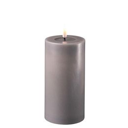 Deluxe Homeart LED Stumpenkerze Real Flame grau 15 cm, &Oslash; 7,5 cm skandinavische Deko Online Shop