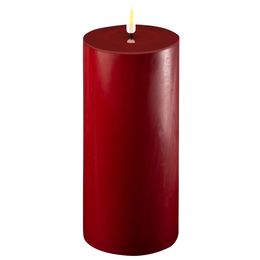 Deluxe Homeart LED Stumpenkerze Real Flame bordeaux 20 cm, &Oslash; 10 cm skandinavische Deko Online Shop