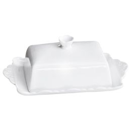 Chic Antique Provence Butterdose Porzellan L20/B13 cm, wei&szlig; skandinavische Deko Online Shop
