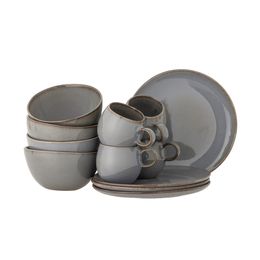 Bloomingville Sandrine Fr&uuml;hst&uuml;ck Set, Geschirr-Set 12-teilig, grau skandinavische Deko Online Shop