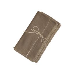 Chic Antique Serviette mit Fransen im 4er Set L40 x B40 cm, kamel