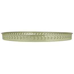 IB Laursen Metall Tablett mit gemusterter Kante H&ouml;he 3.5, &Oslash; 36.5 cm, gr&uuml;n skandinavische Deko Online Shop