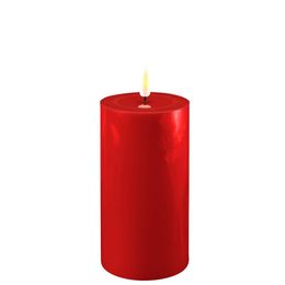 Deluxe Homeart LED Stumpenkerze Real Flame rot 15 cm, &Oslash; 7,5 cm