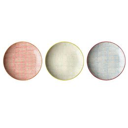 Bloomingville Carla Teller, Steingut 3er &Oslash; 25 cm, 3 verschiedene Farben