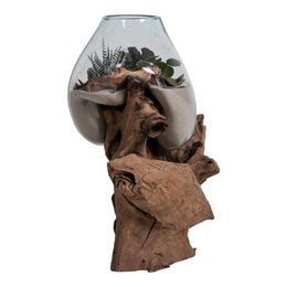 House Nordic San Marino Waterdrop Bodenvase mit Teakholz-Wurzel 36 x 30 x 50 cm skandinavische Deko Online Shop