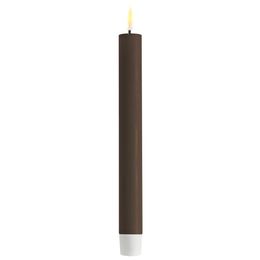 Deluxe Homeart LED 2er Set Stabkerze Real Flame 24 cm, &Oslash; 2,2 cm, 2er Set, mokka skandinavische Deko Online Shop