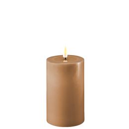 Deluxe Homeart LED Stumpenkerze Real Flame karamell &Oslash;7,5 x H12,5cm, karamell skandinavische Deko Online Shop