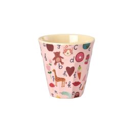 Rice Melamin Becher ABC Print &ndash; Bunt & Robust (H9 &Oslash;9 cm) Pink - H9 &Oslash;9 cm, 250 ml
