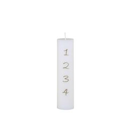 Chic Antique Adventskerze mit Druck 1-4 H20/D5 cm antique wei&szlig;