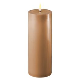 Deluxe Homeart LED Stumpenkerze Real Flame karamell &Oslash;7,5 x H20cm, karamell skandinavische Deko Online Shop