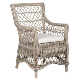 IB Laursen Stuhl aus Rattan mit Kissen, Sparpack 2 x 66 x 61 x H&ouml;he 93 cm, grau