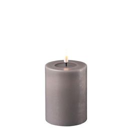 Deluxe Homeart LED Stumpenkerze Real Flame grau 10 cm, &Oslash; 7,5 cm skandinavische Deko Online Shop