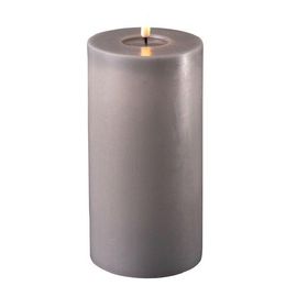 Deluxe Homeart LED Stumpenkerze Real Flame grau 20 cm, &Oslash; 10 cm skandinavische Deko Online Shop