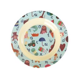 Rice Melamin Kindersch&uuml;ssel, tiefer Teller ABC H3, &Oslash;20 cm, blau