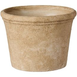 IB Laursen Blumentopf Athen mit gerillter Kante Zement H&ouml;he 15, &Oslash; 19.8 cm, sandhell skandinavische Deko Online Shop