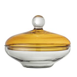 Bloomingville Beh&auml;lter Danni flach aus Glas 180 ml, &Oslash;12xH9 cm, gelb skandinavische Deko Online Shop
