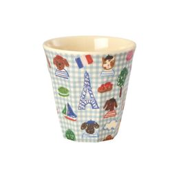 Rice Melamin Becher Kids in Paris Medium Blau - H9 &Oslash;9 cm, 250 ml skandinavische Deko Online Shop