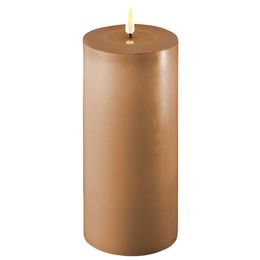Deluxe Homeart LED Stumpenkerze Real Flame karamell &Oslash;10 x H20cm, karamell skandinavische Deko Online Shop