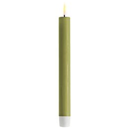 Deluxe Homeart LED 2er Set Stabkerze Real Flame 24 cm, &Oslash; 2,2 cm, 2er Set, olive skandinavische Deko Online Shop
