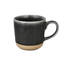 Krasilnikoff Keramik Tasse mit Henkel mit Glasur schwarz