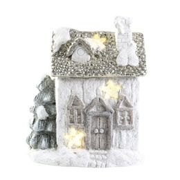Chic Antique Deko Haus mit LED Stern H29,5/L25/B16 cm, champagner