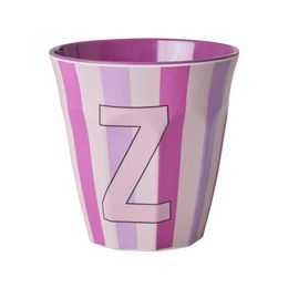 Rice Melamin Buchstabenbecher gestreift Z, rosa