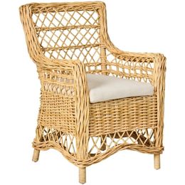 IB Laursen Stuhl aus Rattan mit Kissen 66 x 61 x 93 cm, natur skandinavische Deko Online Shop