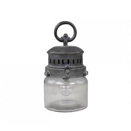 Chic Antique Franz&ouml;sische Stalllaterne inkl. Birne und Timer H22/D11 cm, antik kohle