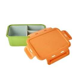 Rice Plastik Lunchbox mit 3 F&auml;chern 21 x 14 x 7 cm, gr&uuml;n/orange skandinavische Deko Online Shop